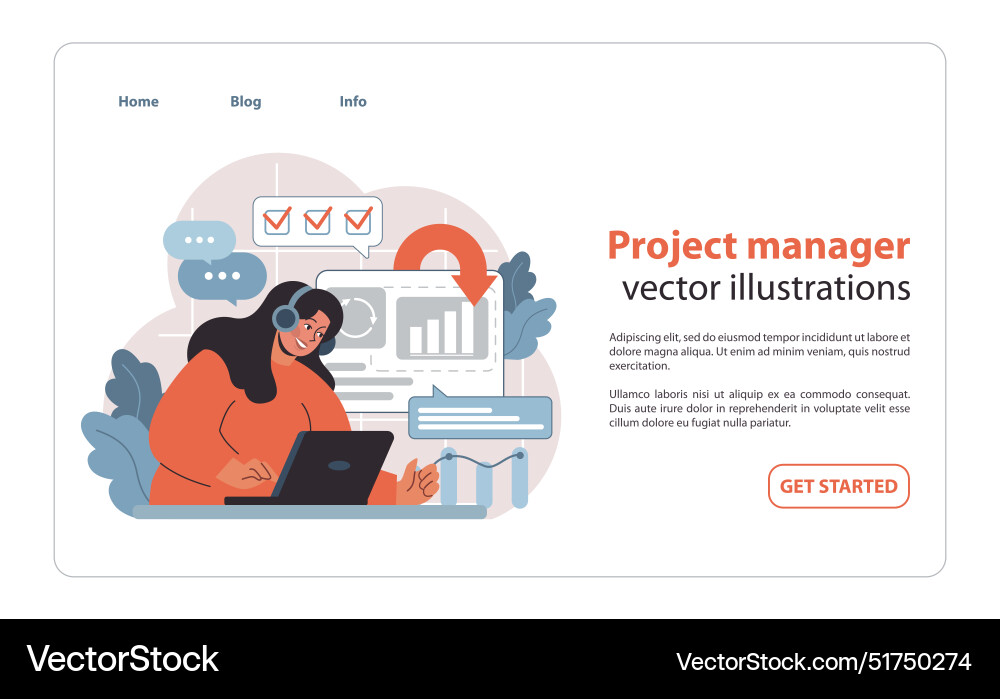 Project manager set at work overseeing Royalty Free Vector