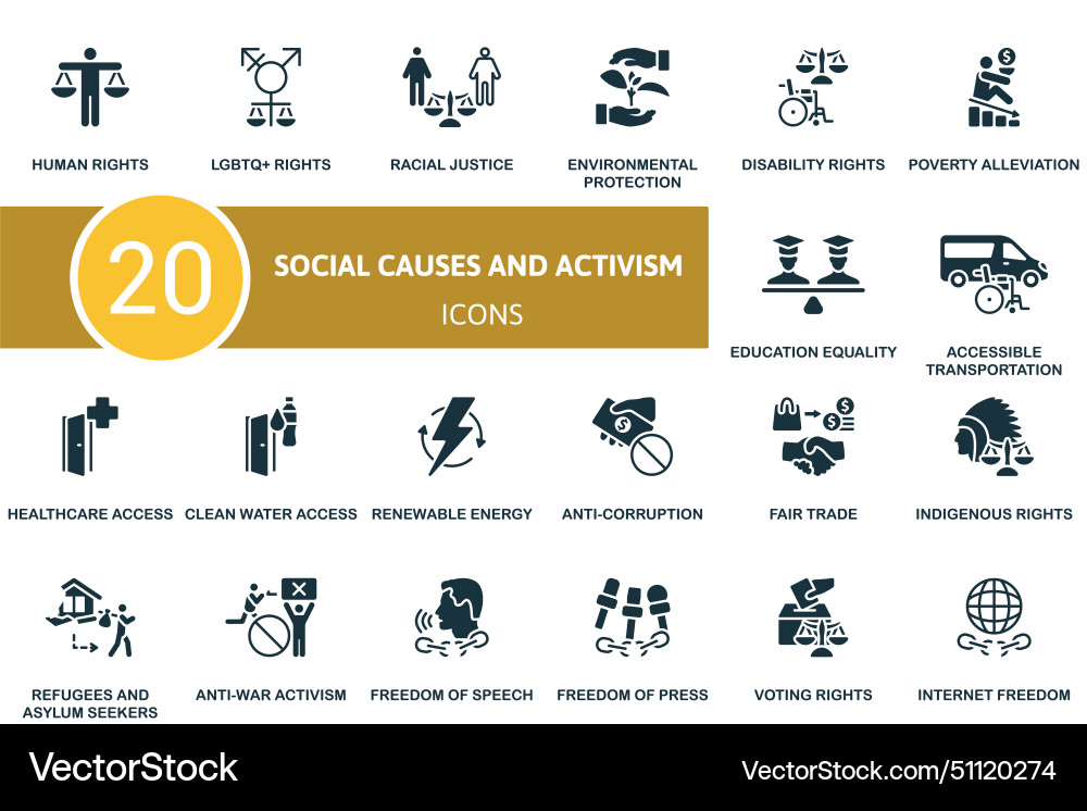 Social causes and activism set creative icons Vector Image