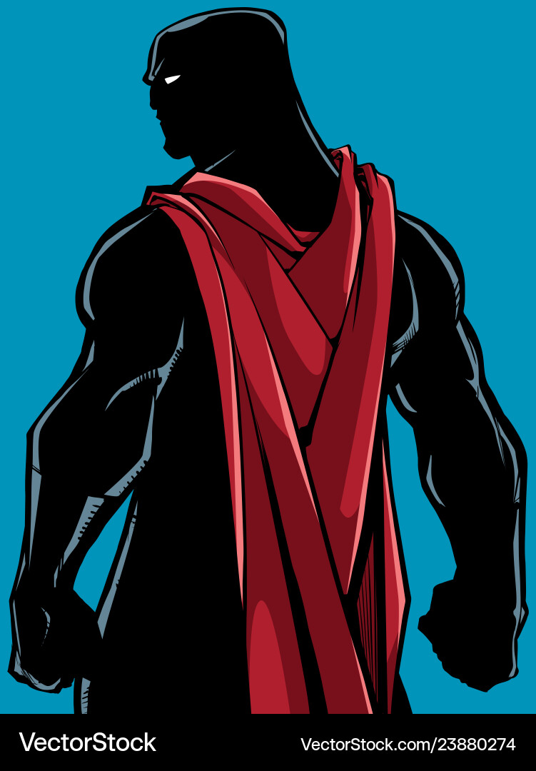 Superhero back battle mode silhouette Royalty Free Vector