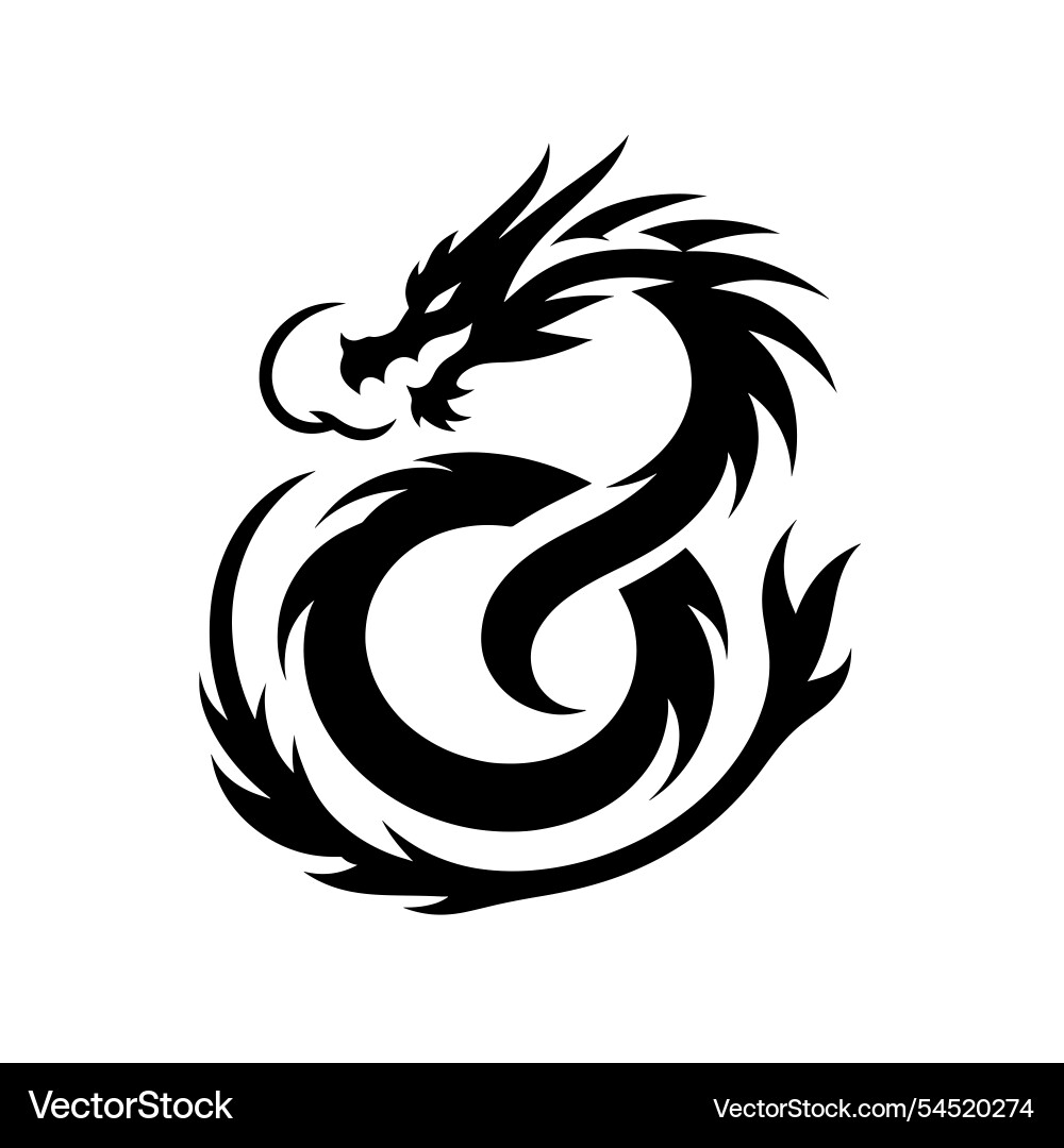 Tribal coiled dragon design Royalty Free Vector Image