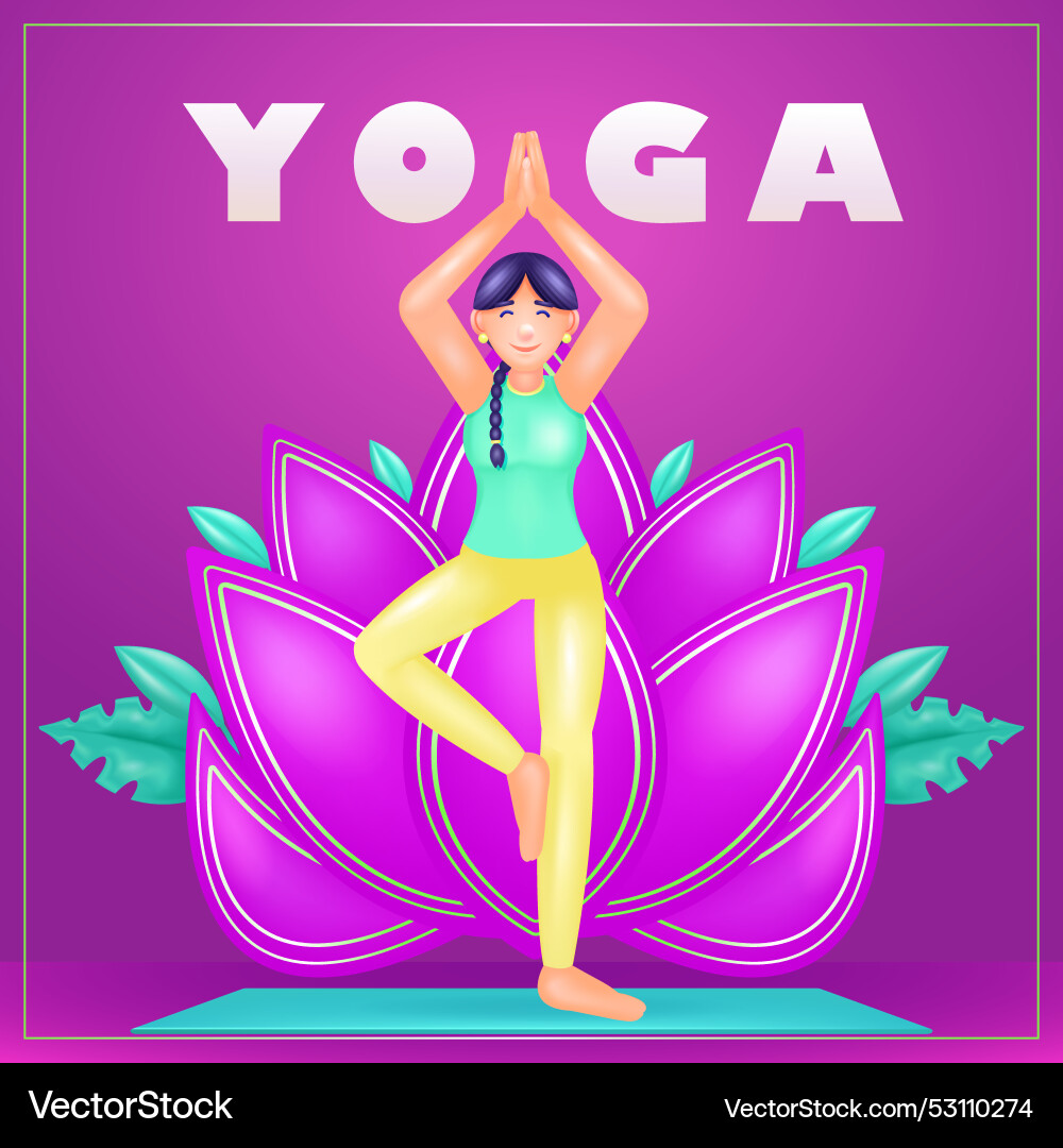 Young Woman Practicing Yoga Physical Royalty Free Vector