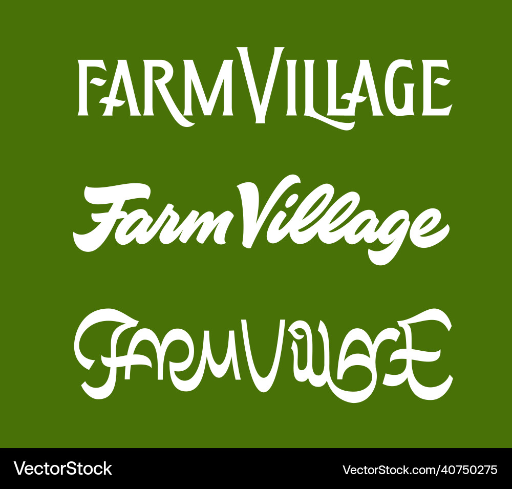 Farm village hand lettered inscriptions Royalty Free Vector