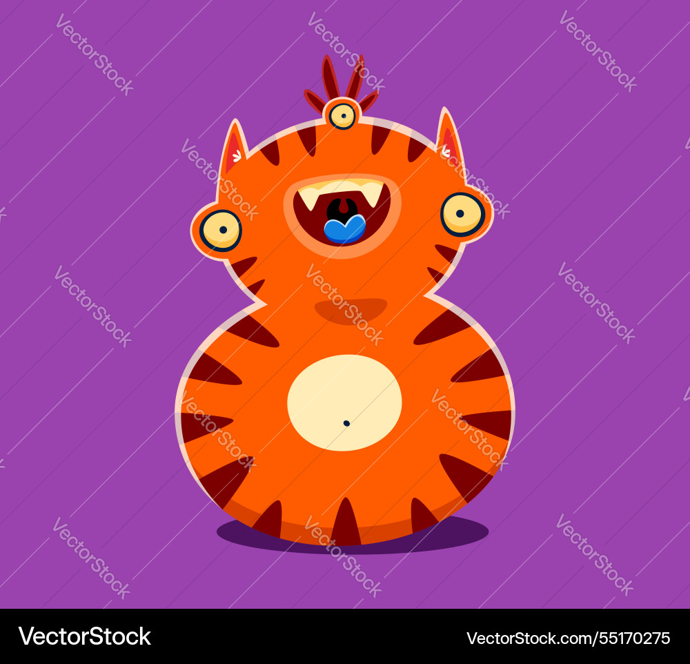 Halloween font digit 8 eight monster character Vector Image
