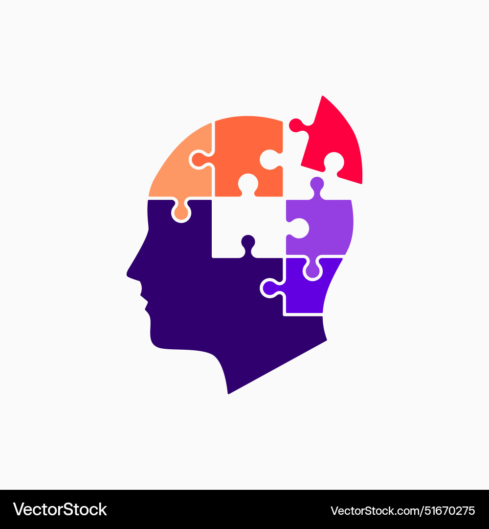 Human head puzzle mind think match smart idea Vector Image