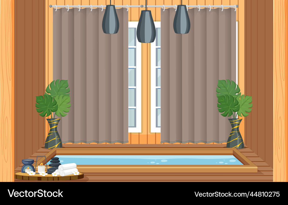 Interior spa room scene Royalty Free Vector Image