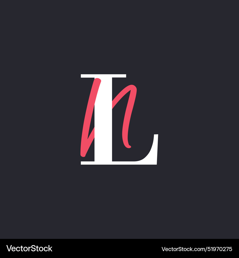 Letter ln logo perfectly blended initials Vector Image