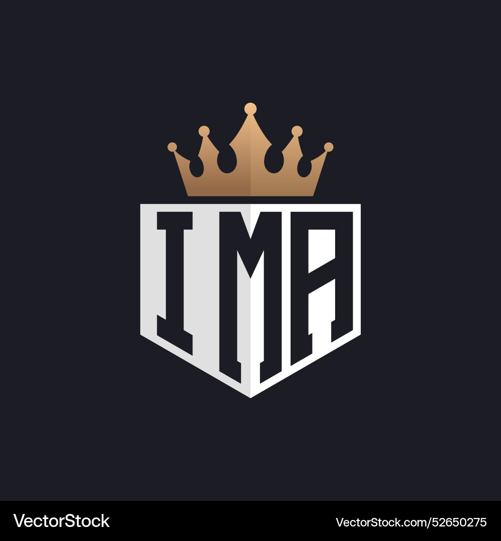 Luxury ima logo with crown elegant initials Vector Image