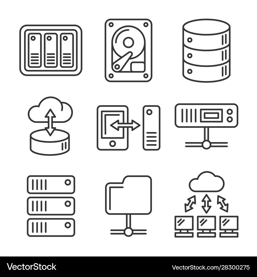 NAS & File Sharing Icons Royalty Free Vector Image