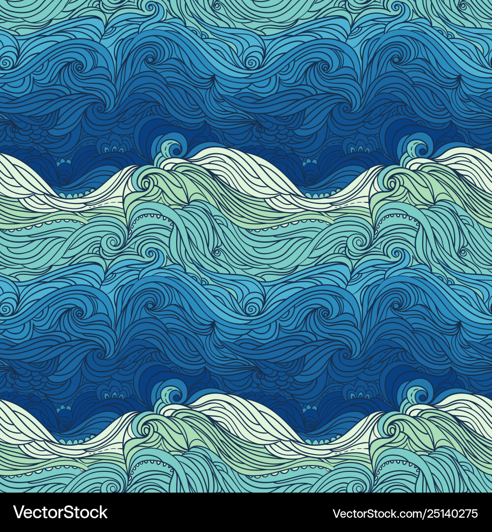 Ocean waves big 3 Royalty Free Vector Image - VectorStock
