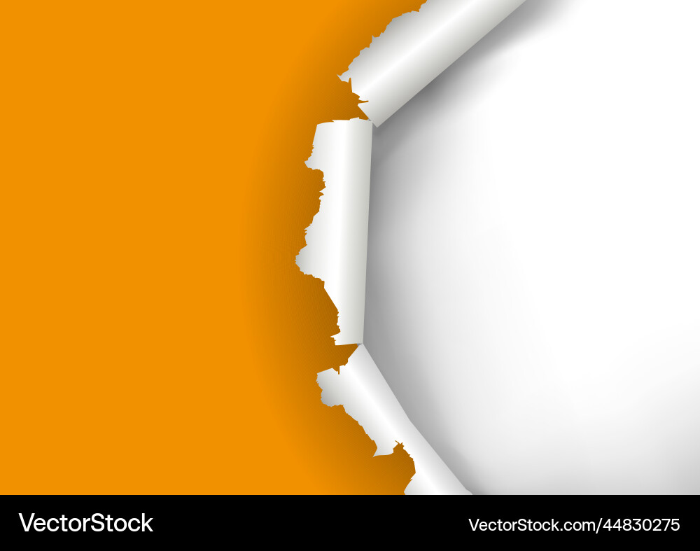 Orange ripped paper background banner template Vector Image