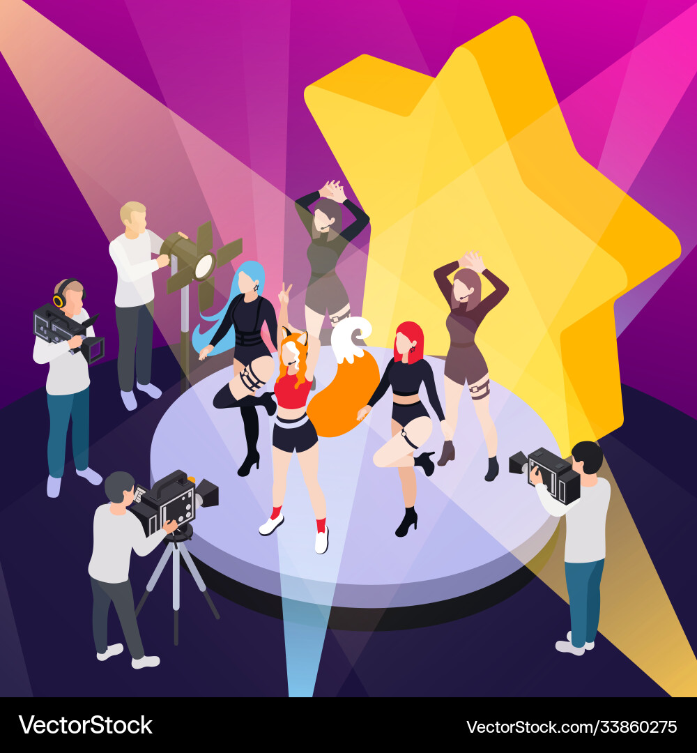 Pop music show isometric poster Royalty Free Vector Image