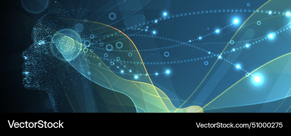 Quantum processing deep learning artificial Vector Image