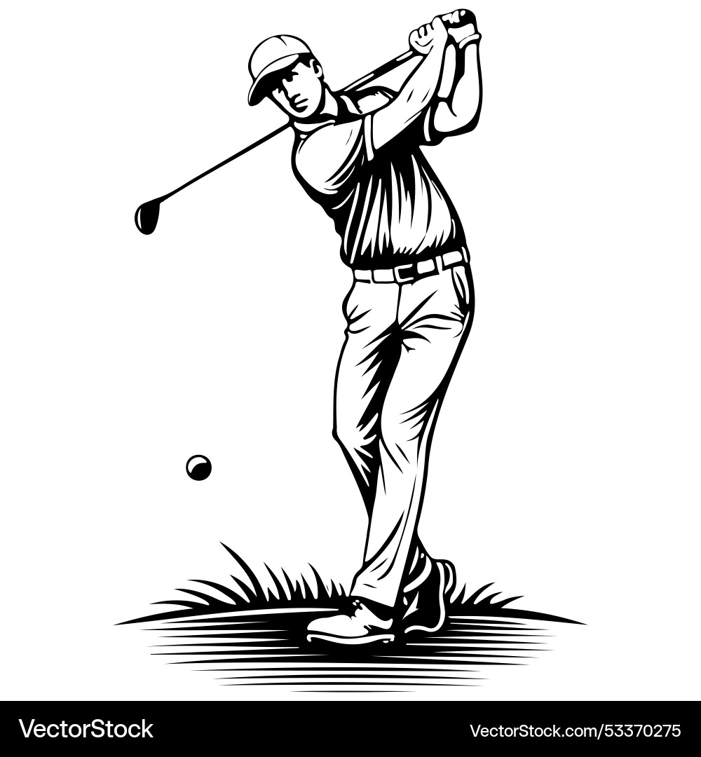 Realistic golf drawing line head art black – Royalty-Free Vector ...