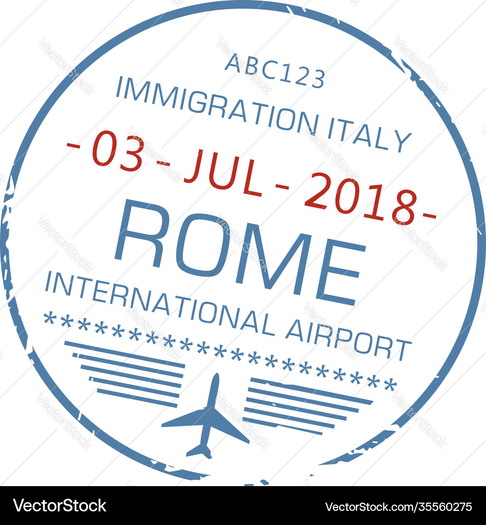 Rome international visa stamp isolated sign Vector Image