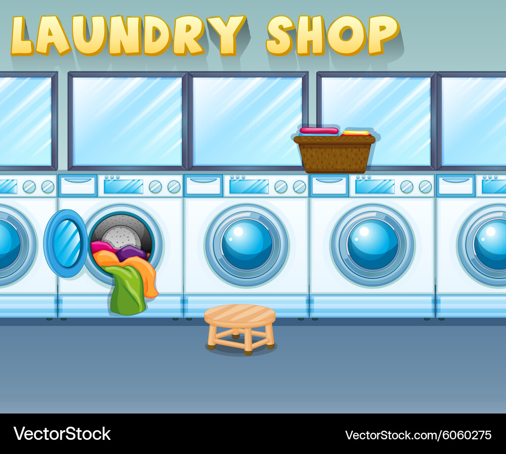 Scene in laundry shop Royalty Free Vector Image