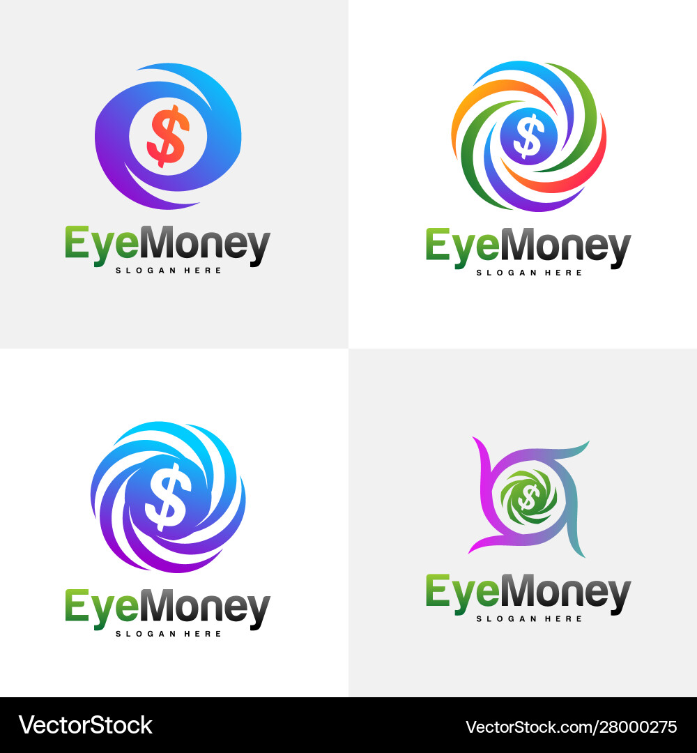 Set money eye logo design concept Royalty Free Vector Image