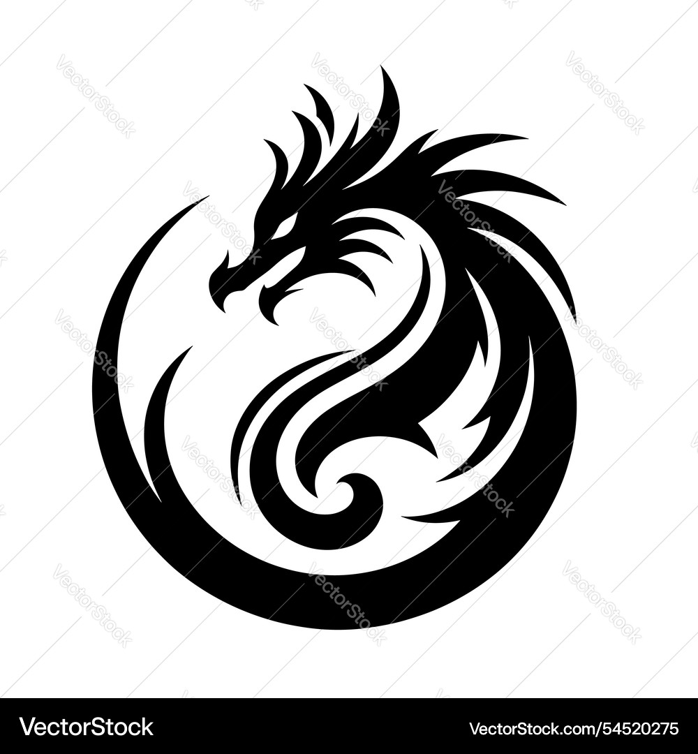 Tribal dragon circle logo Royalty Free Vector Image