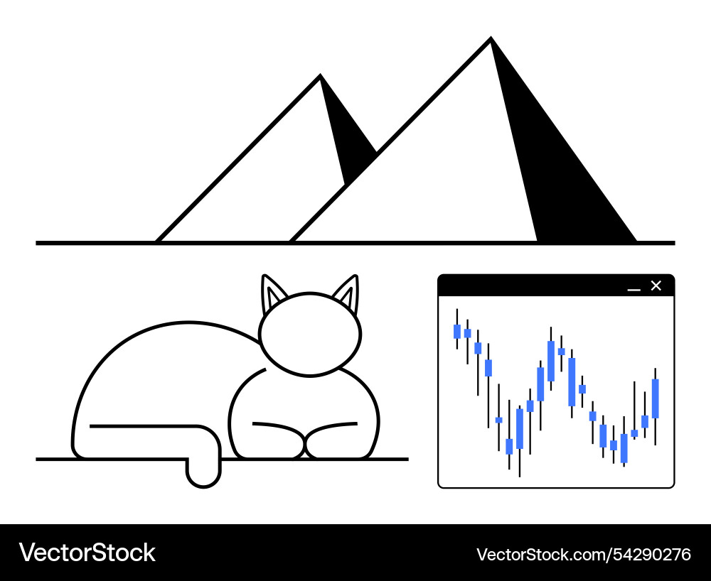 Abstract combination of egyptian pyramids cat Vector Image