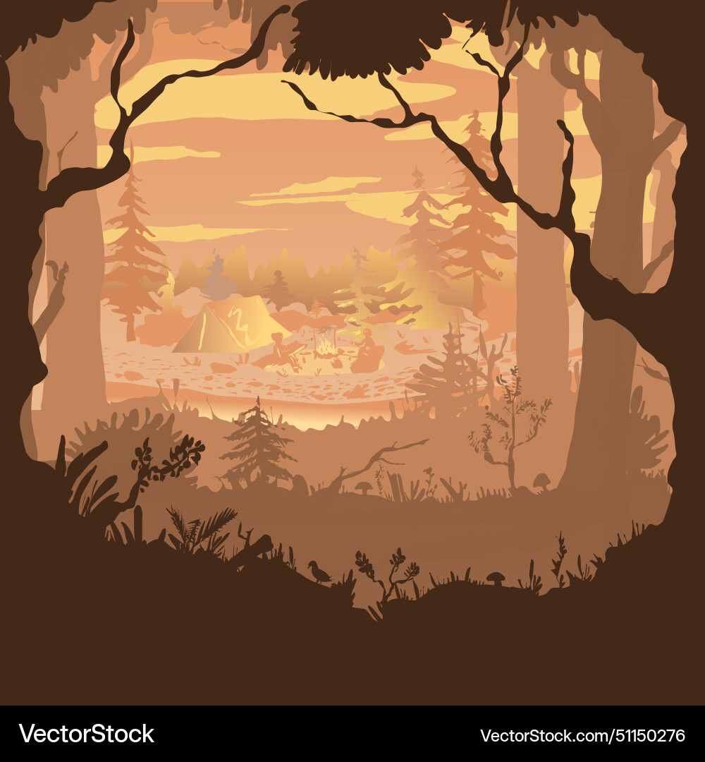 Beautiful stylized of a camp in the Royalty Free Vector