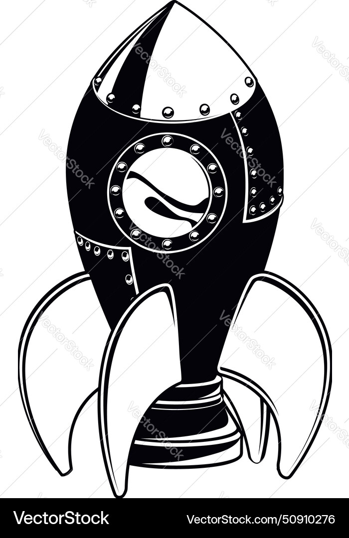 Black and white rocket Royalty Free Vector Image
