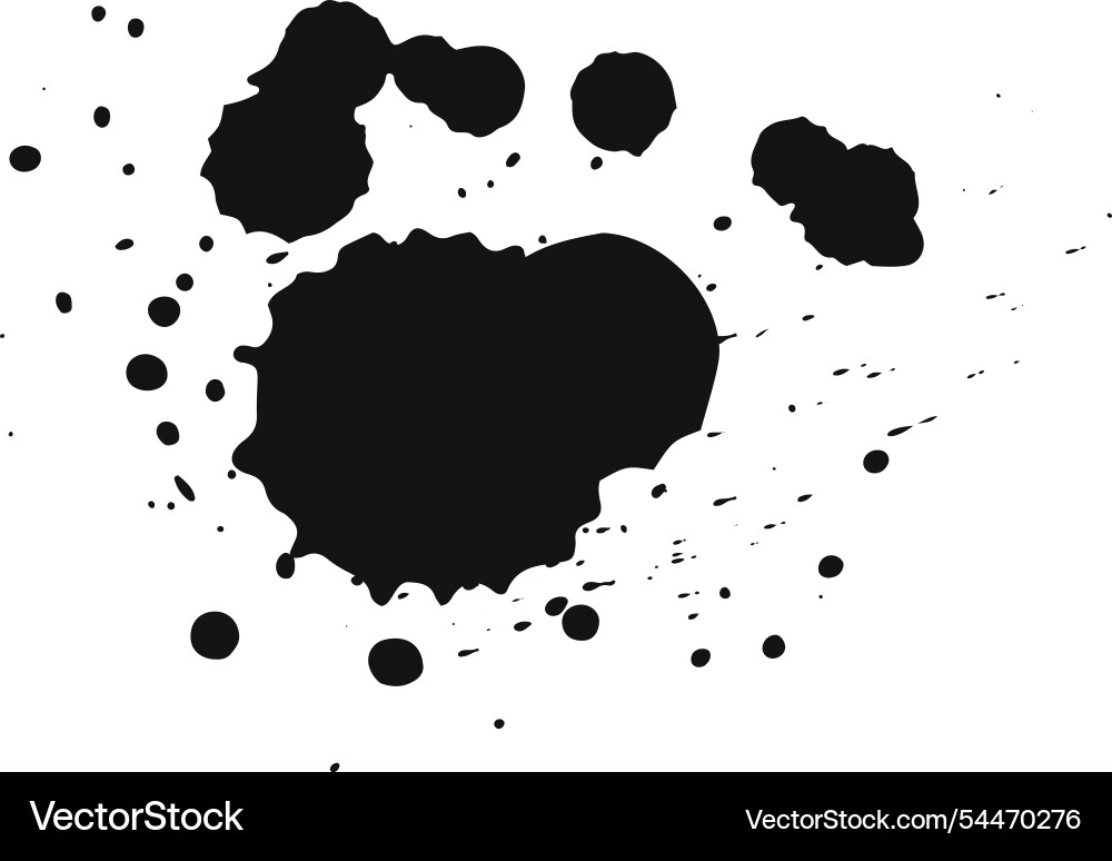 Black ink splattering on white background creates Vector Image