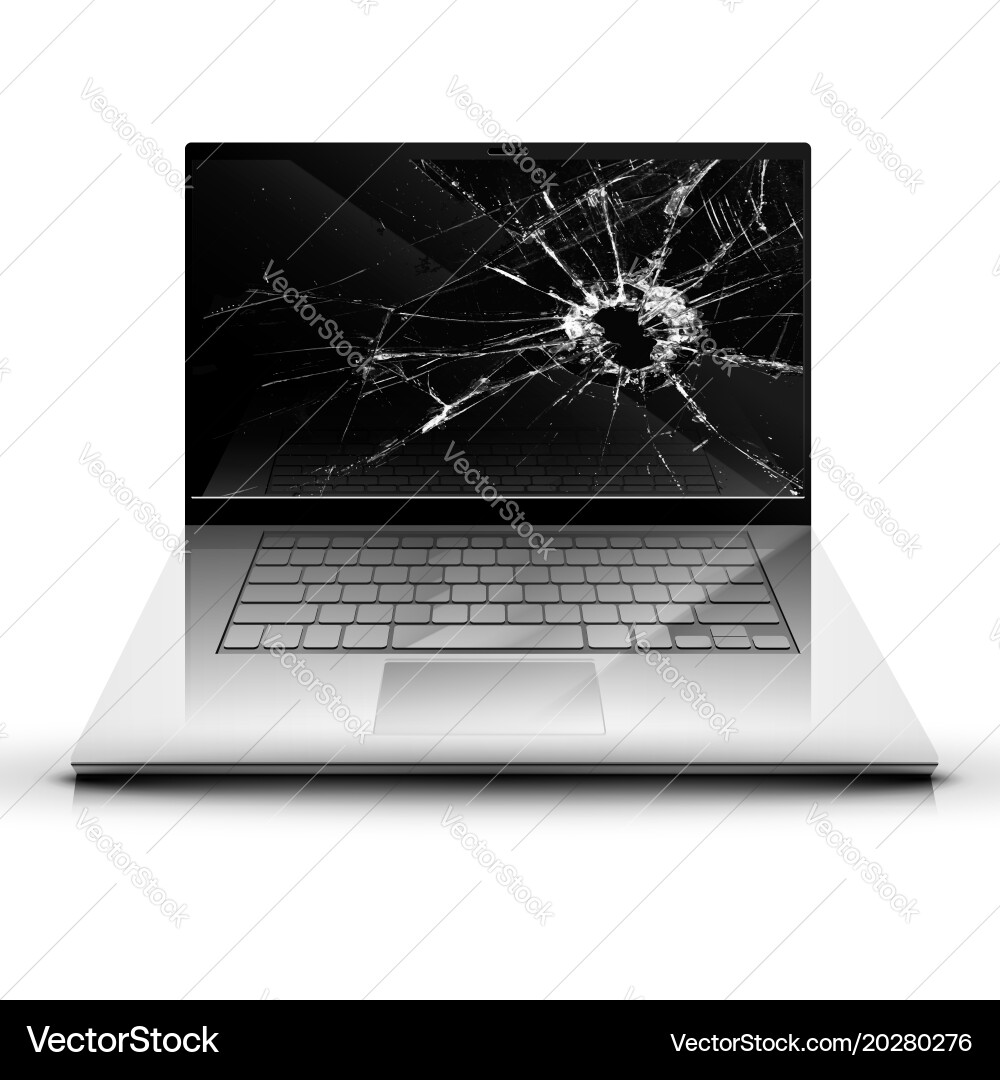 Broken screen of a laptop Royalty Free Vector Image