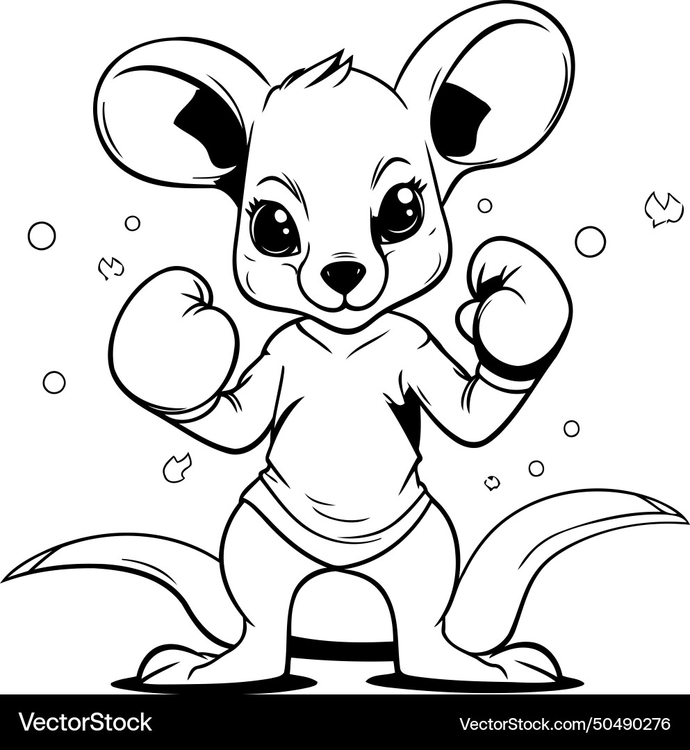 Cartoon cute little mouse with boxing gloves Vector Image