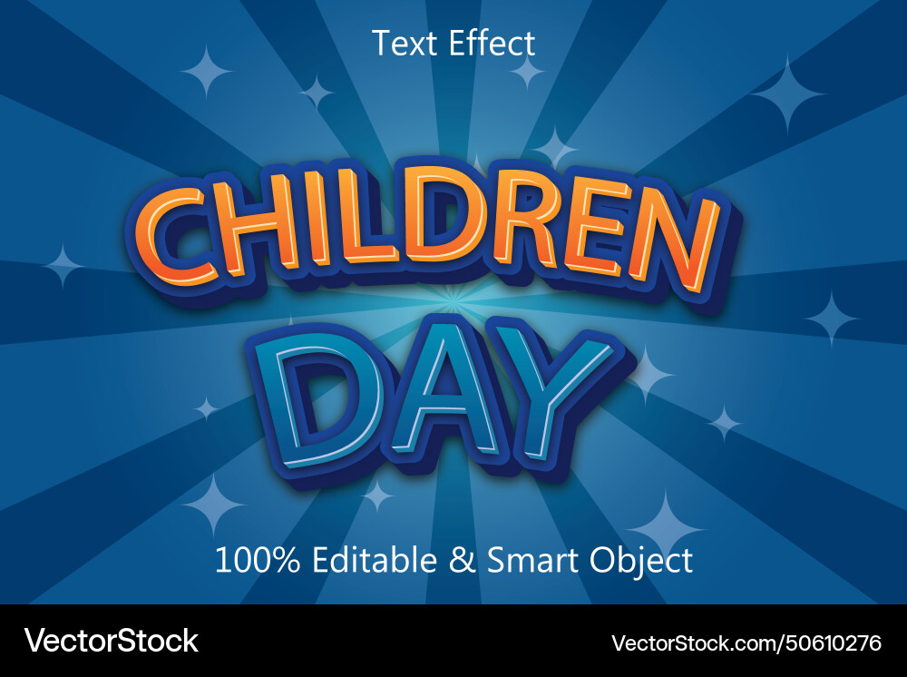 Children day editable text effect 3 dimension Vector Image