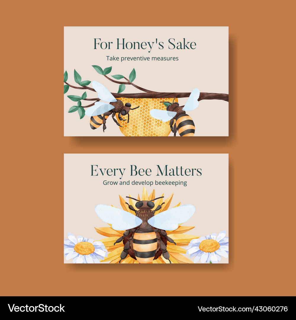 Facebook post template with honey bee Royalty Free Vector