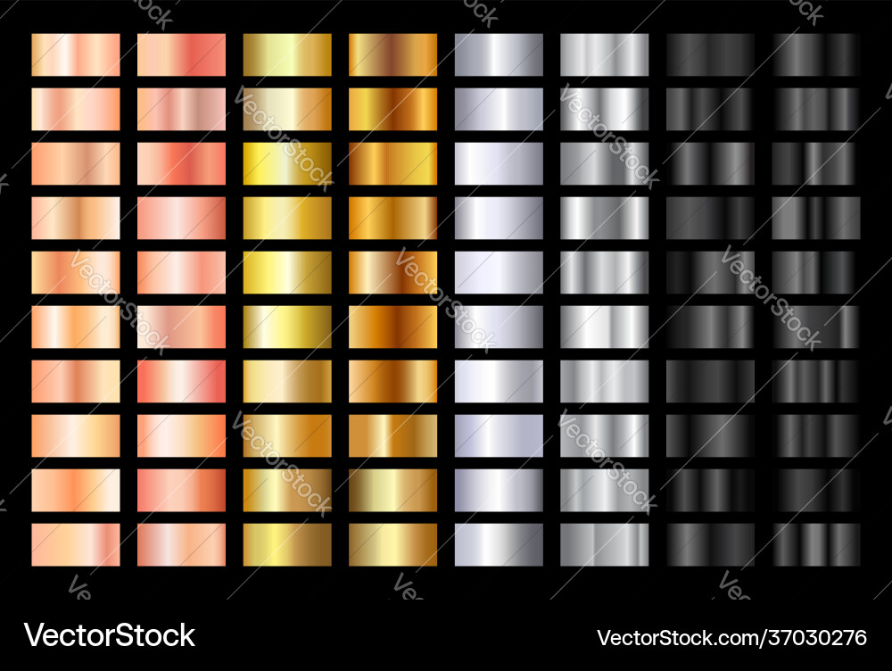 Gold rose silver black and textures set Royalty Free Vector