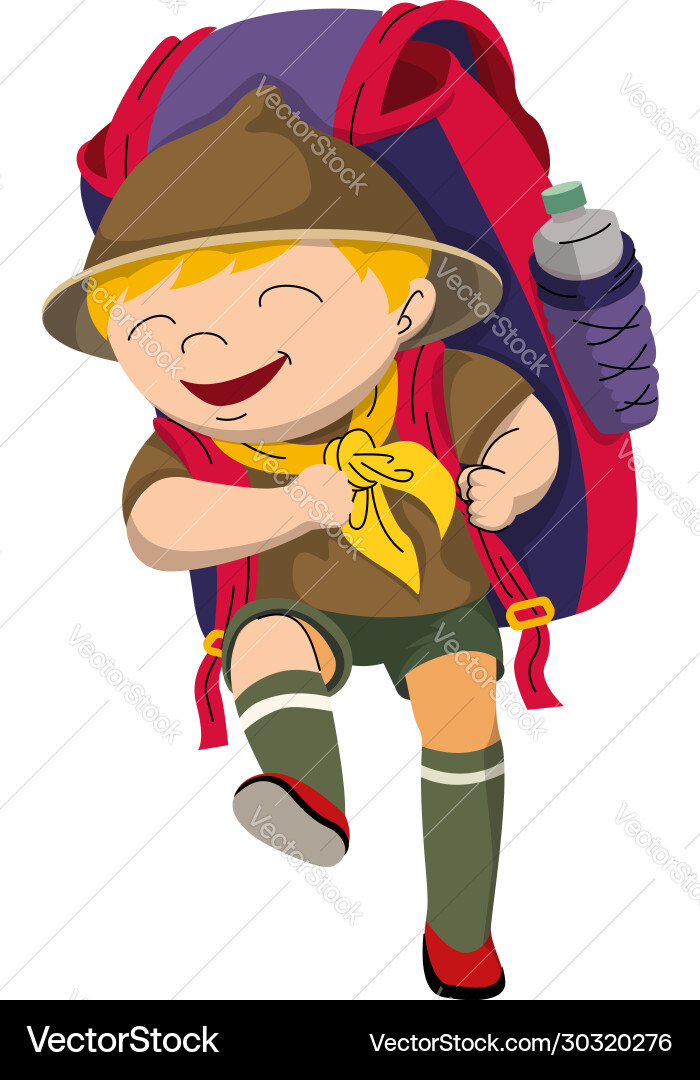 Happy scout walking icon cartoon style Royalty Free Vector