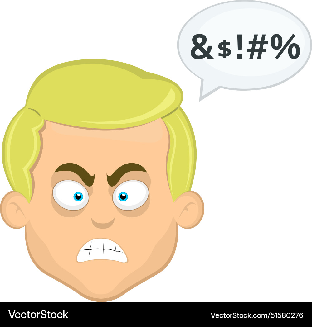 Head blond man light eyes insult speech bubble Vector Image