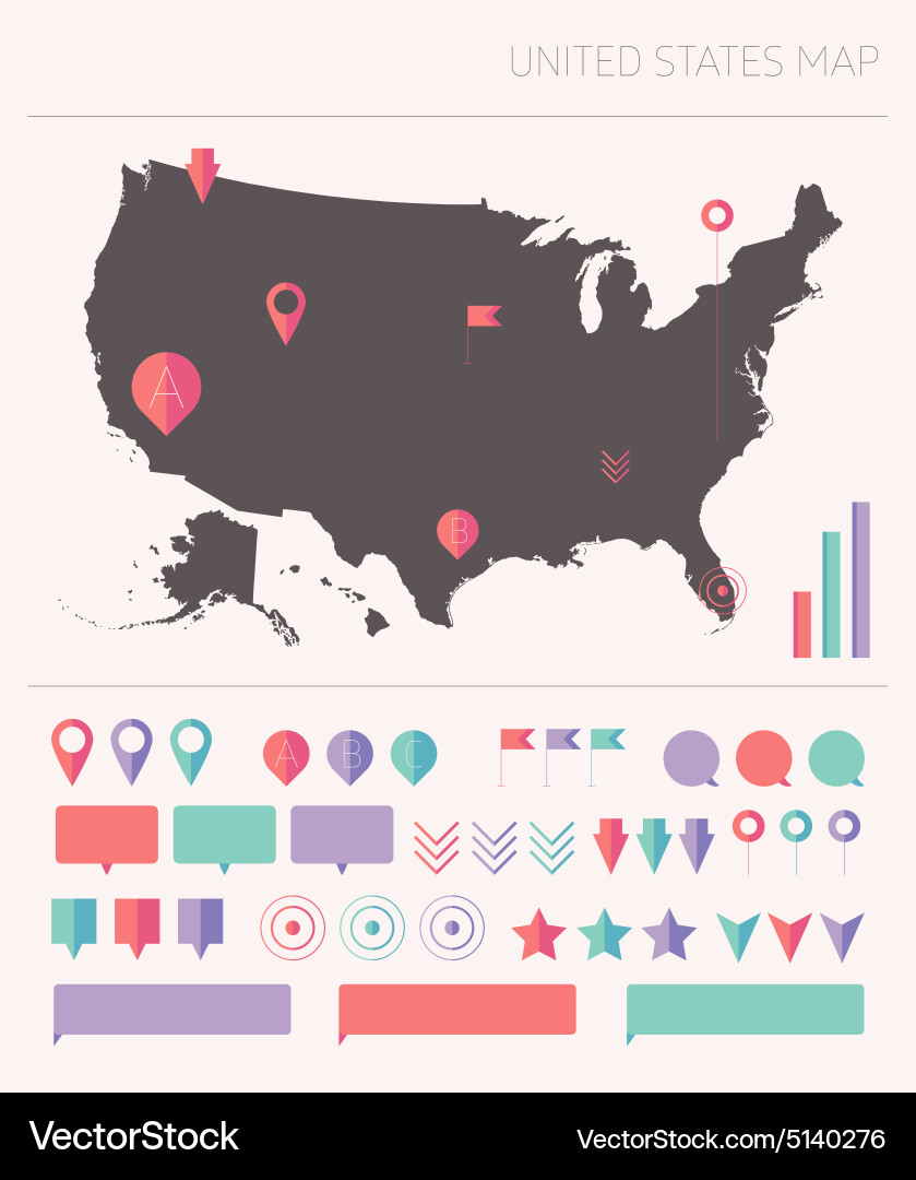 High detailed united states map info graphics flat