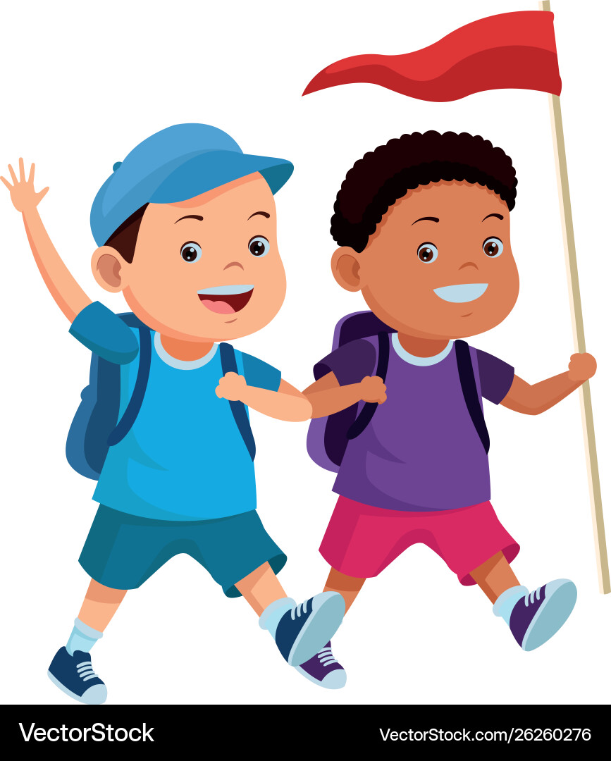 Kids and summer camp cartoons Royalty Free Vector Image