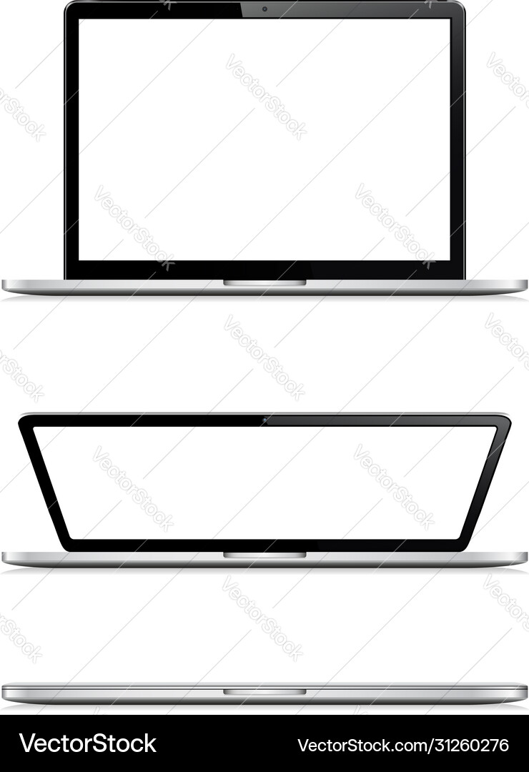 Laptop fully opened partially and closed Vector Image
