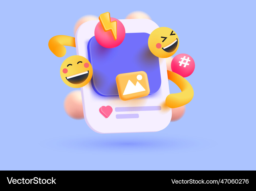 Modern 3d of social media post Royalty Free Vector Image