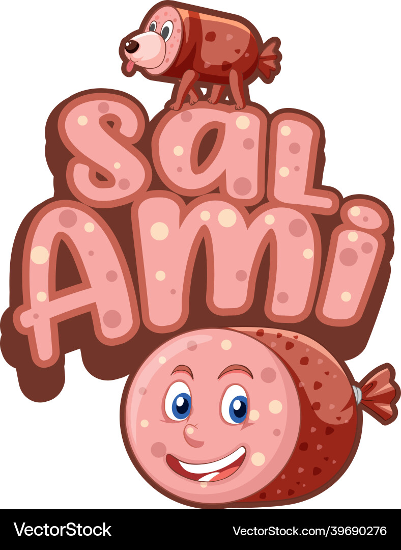 Salami logo text design with character Royalty Free Vector