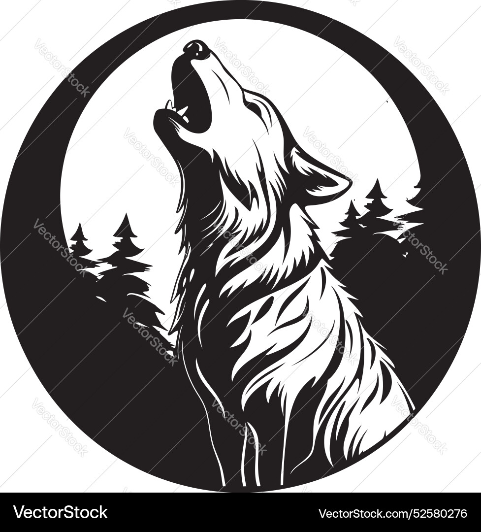 Shadowsong hand drawn symbol for howling wolf Vector Image