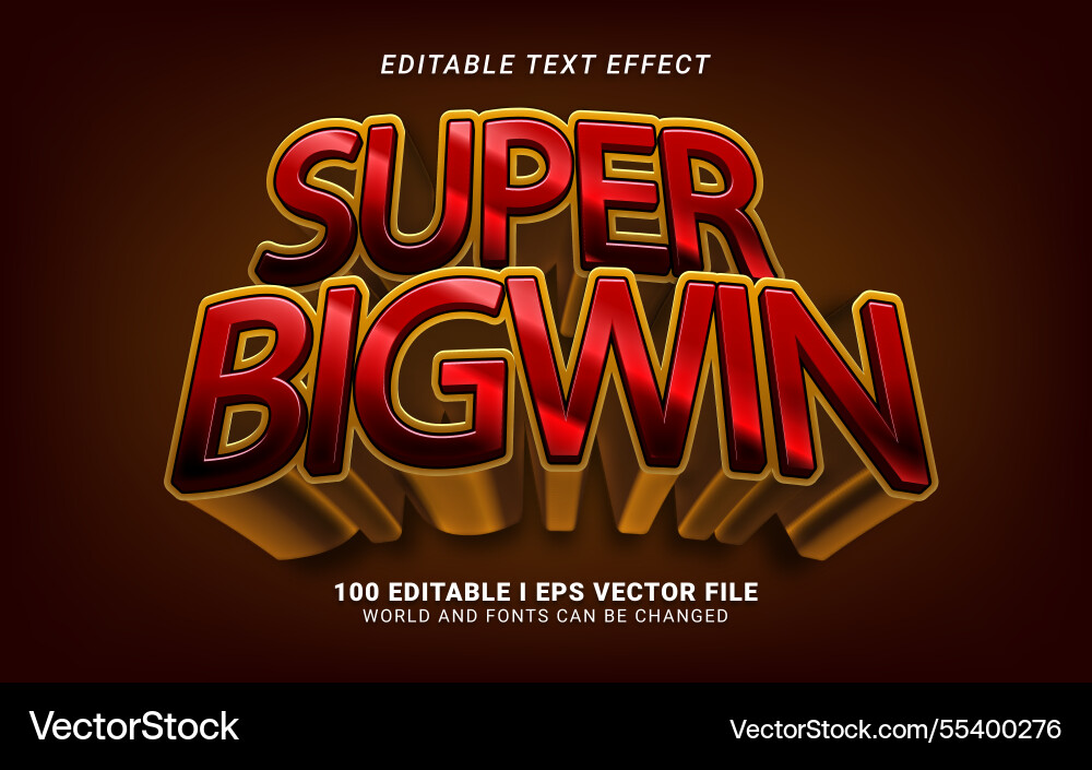 Super big win editable text effect Royalty Free Vector Image