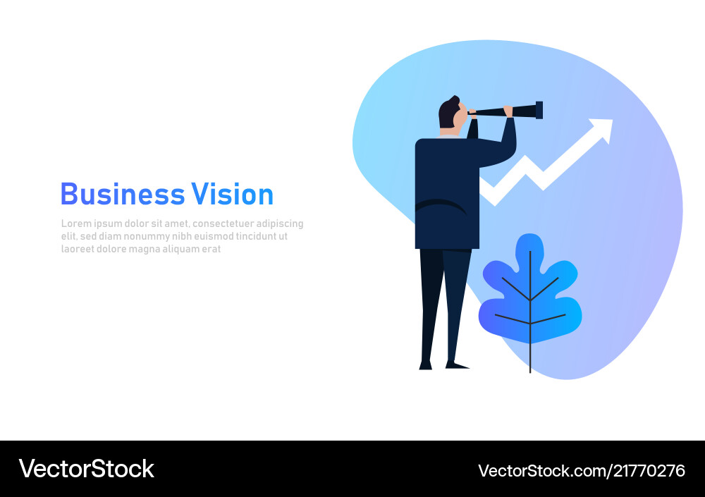 Vision and growth concept businessman looks Vector Image