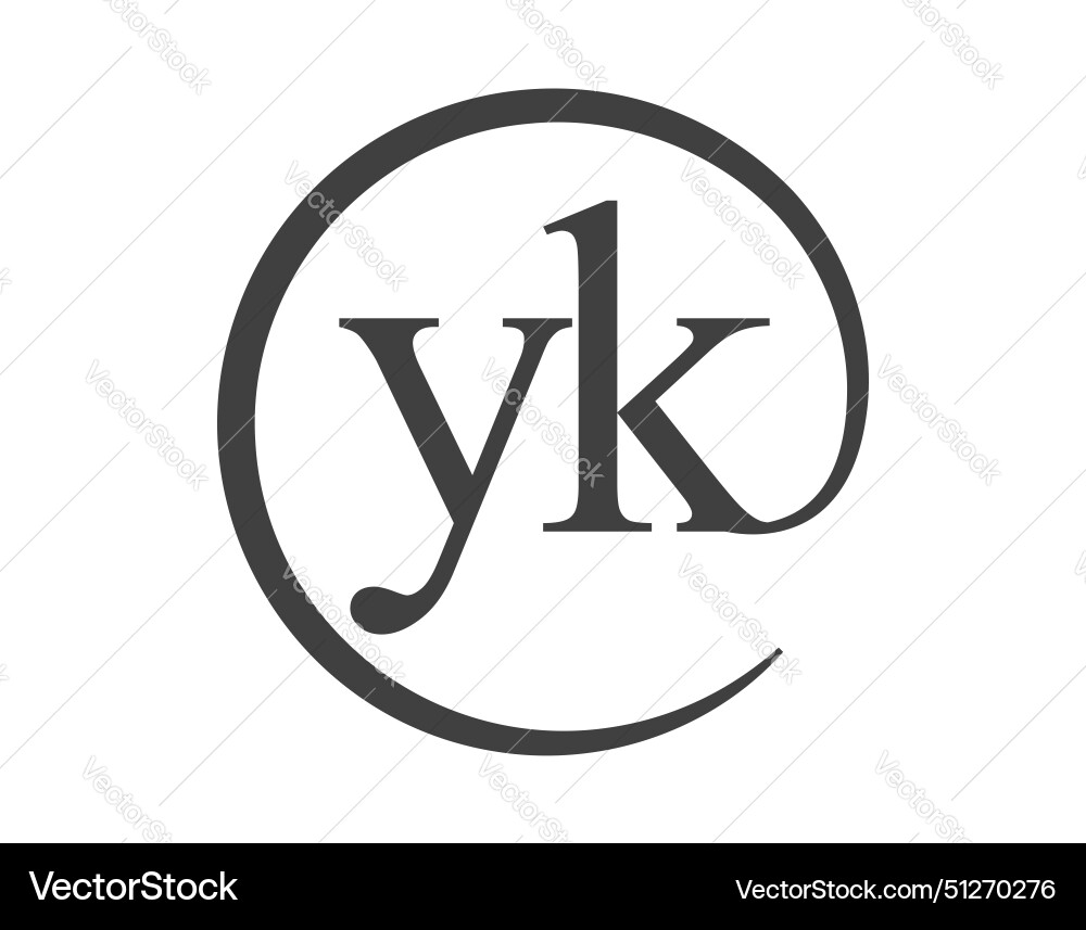 Yk logo from two letter with circle shape email Vector Image