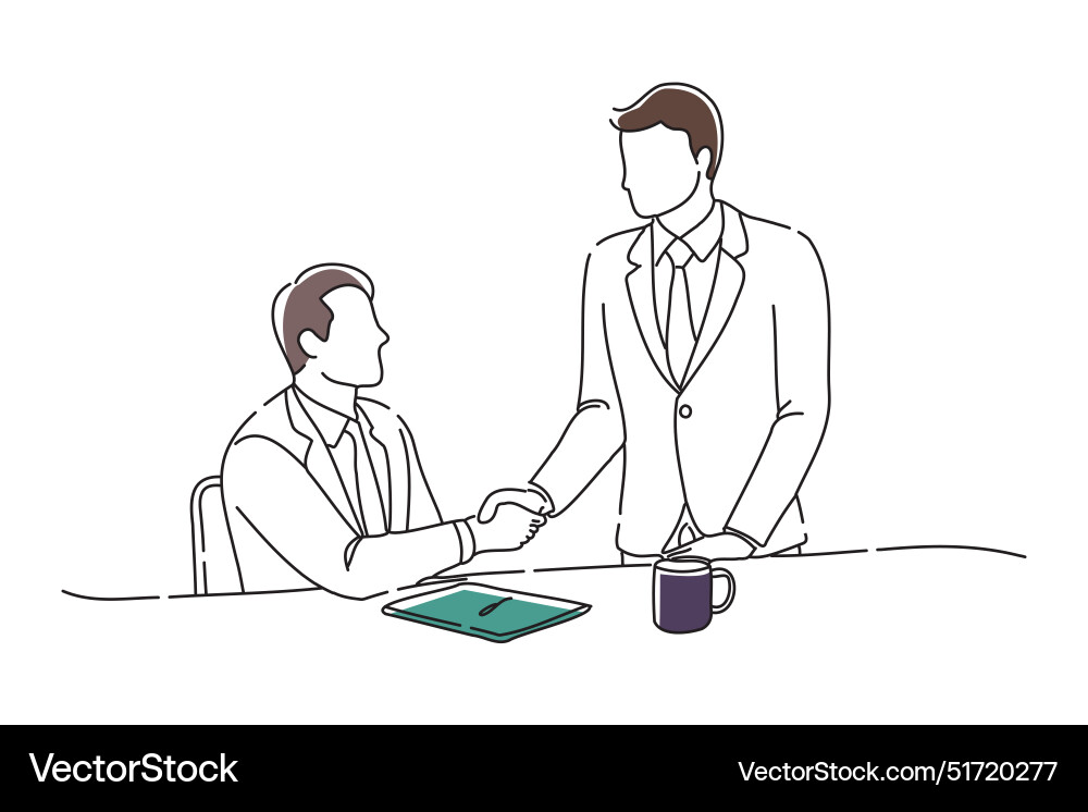 Businessman signing a contract and shaking hands Vector Image