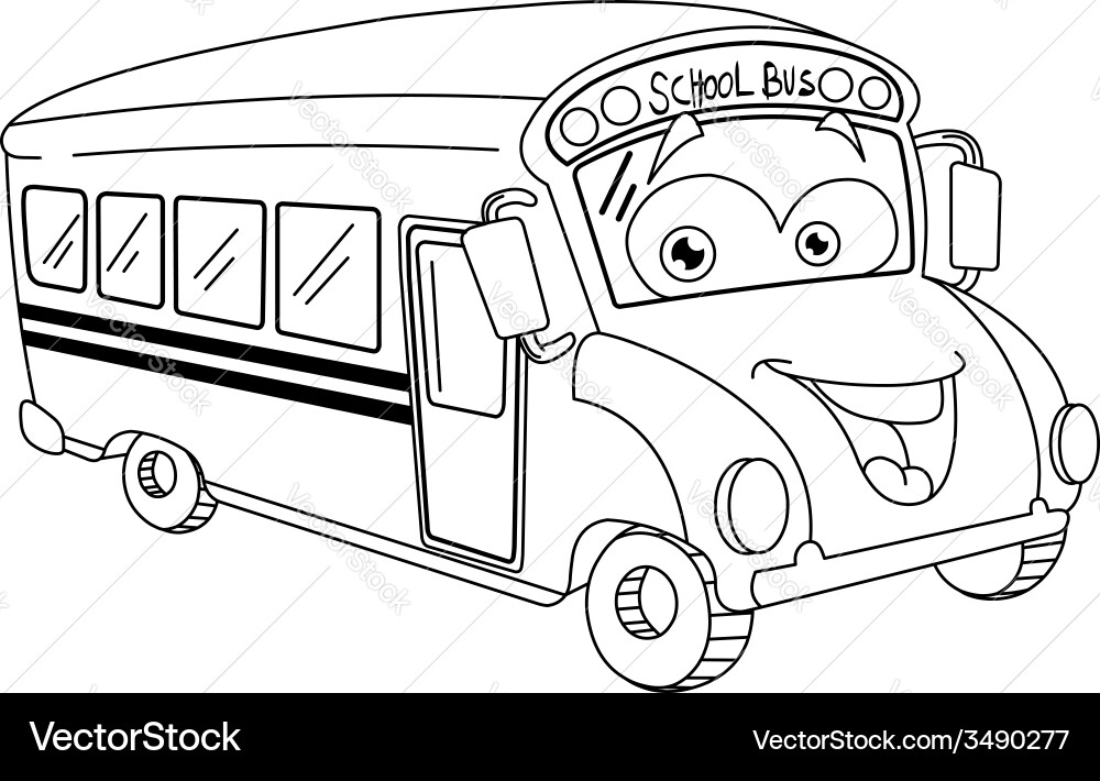 Colorful School Bus Outline Royalty Free Vector Image