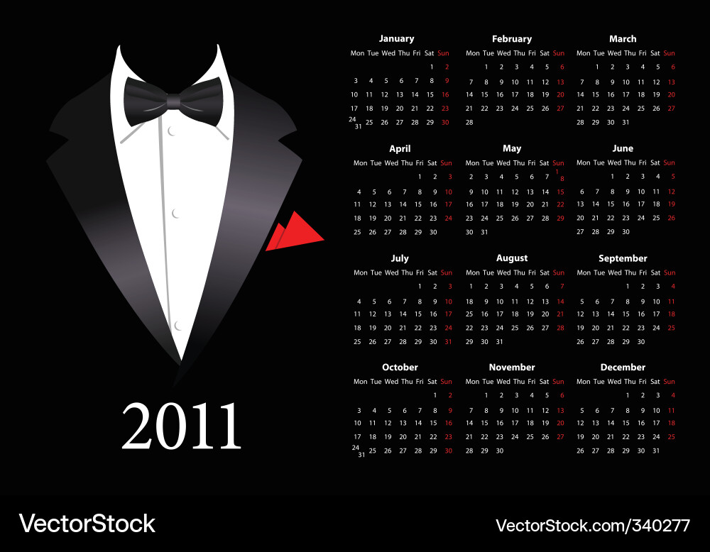 European calendar Royalty Free Vector Image - VectorStock