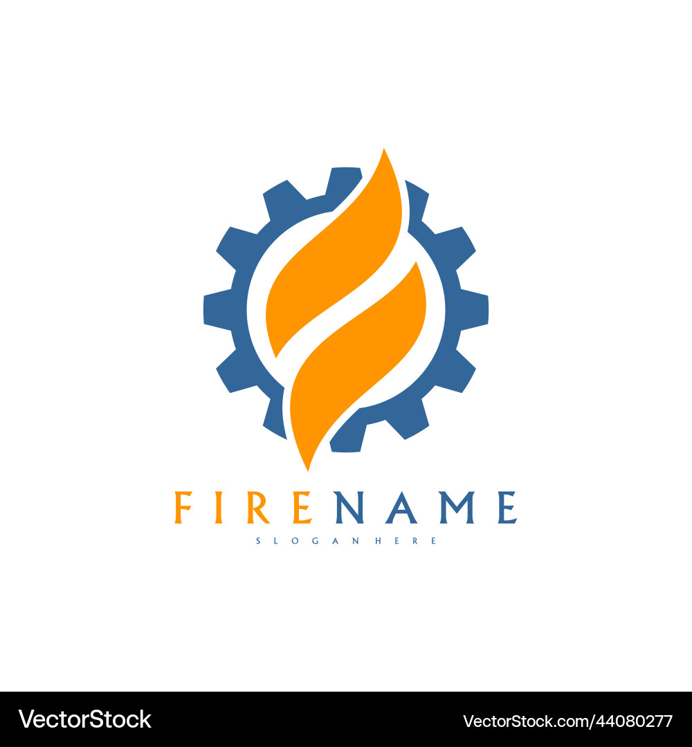 Fire gear logo designs industry Royalty Free Vector Image