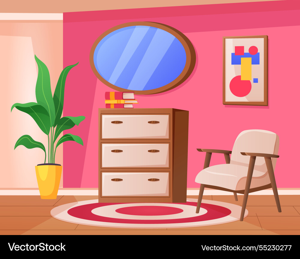 Home interior cozy living room decor Royalty Free Vector
