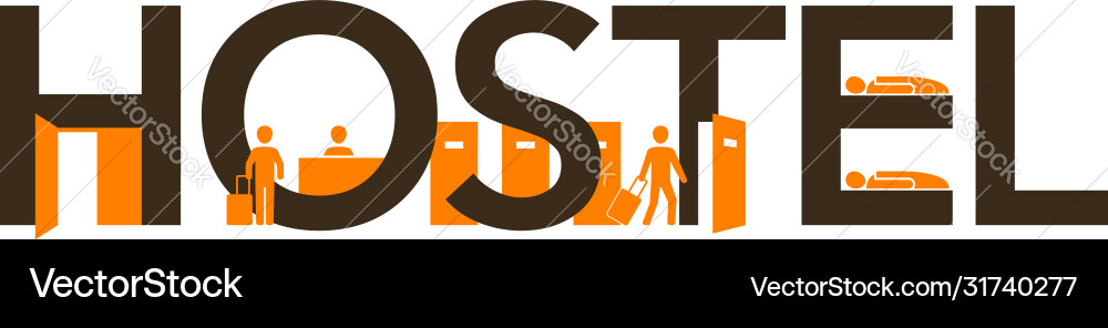 Hostel logo for reception signboard banner Vector Image