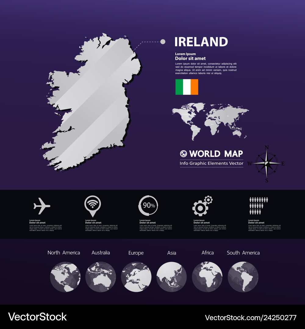 Ireland map Royalty Free Vector Image - VectorStock