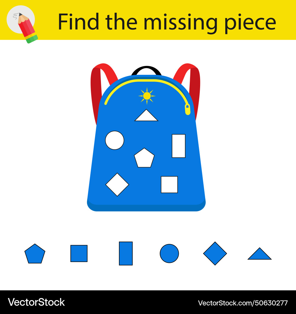 Logic puzzle for kids find the missing piece Vector Image