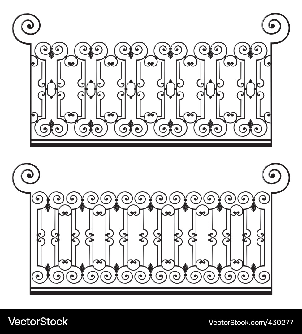 Ornate Black Wrought Iron Fence Royalty Free Vector Image